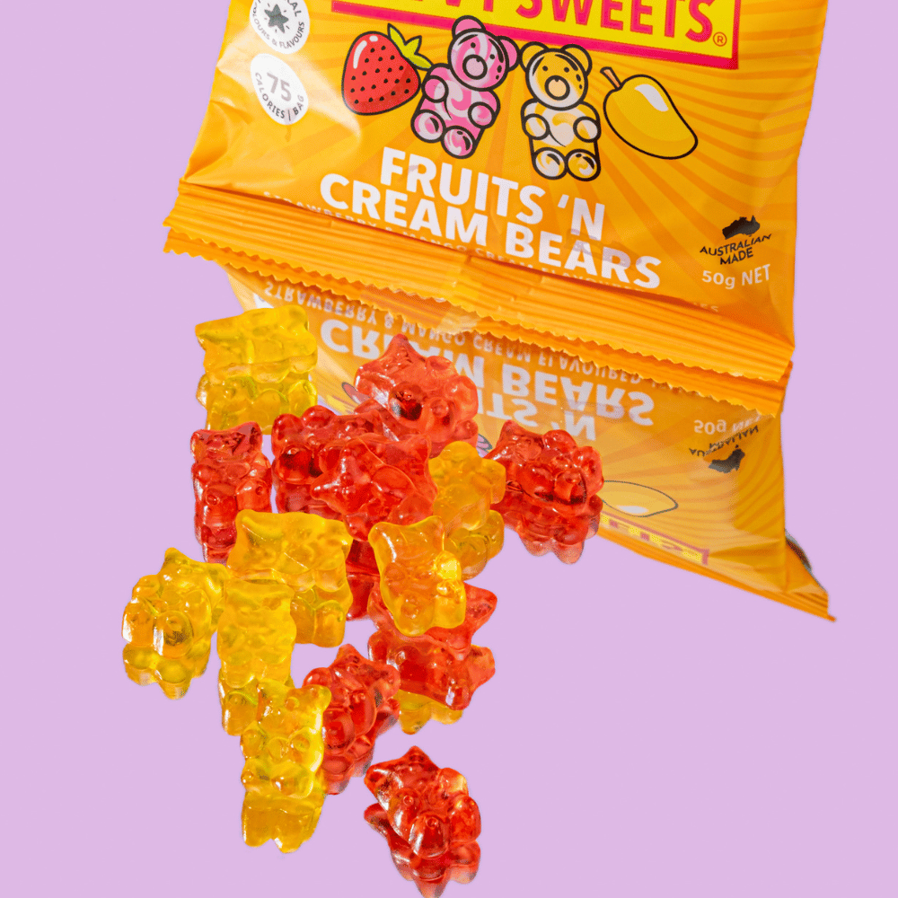 Savvy Low Calorie Fruits & Cream Bears 50g | Protein Package | Protein ...