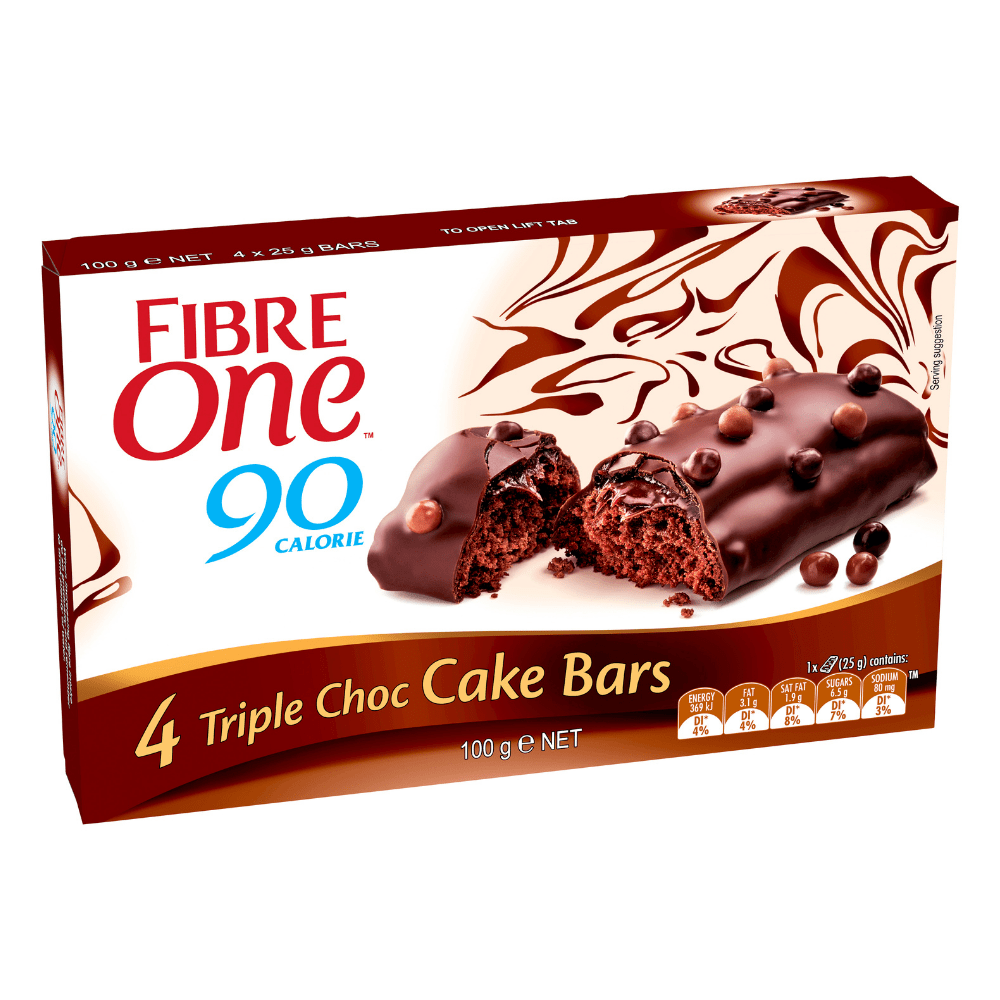 Fibre One Low Calorie Cake Bar Boxes | 25g x 4 Bars | Protein Package ...